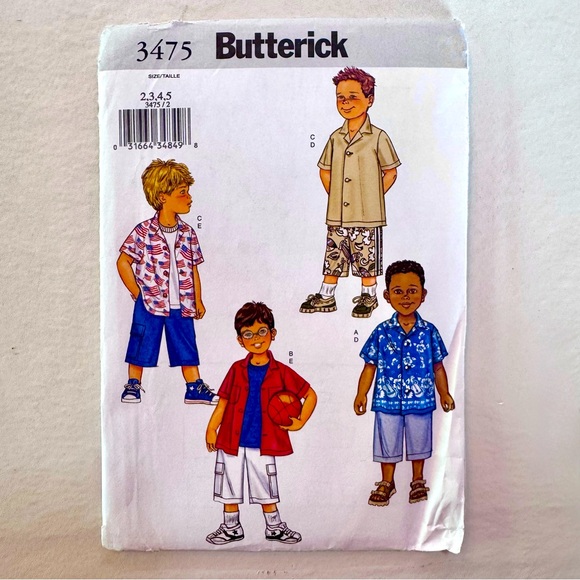 Butterick | Other | Butterick 3475 Boys Shirt And Shorts Uncut Sewing ...